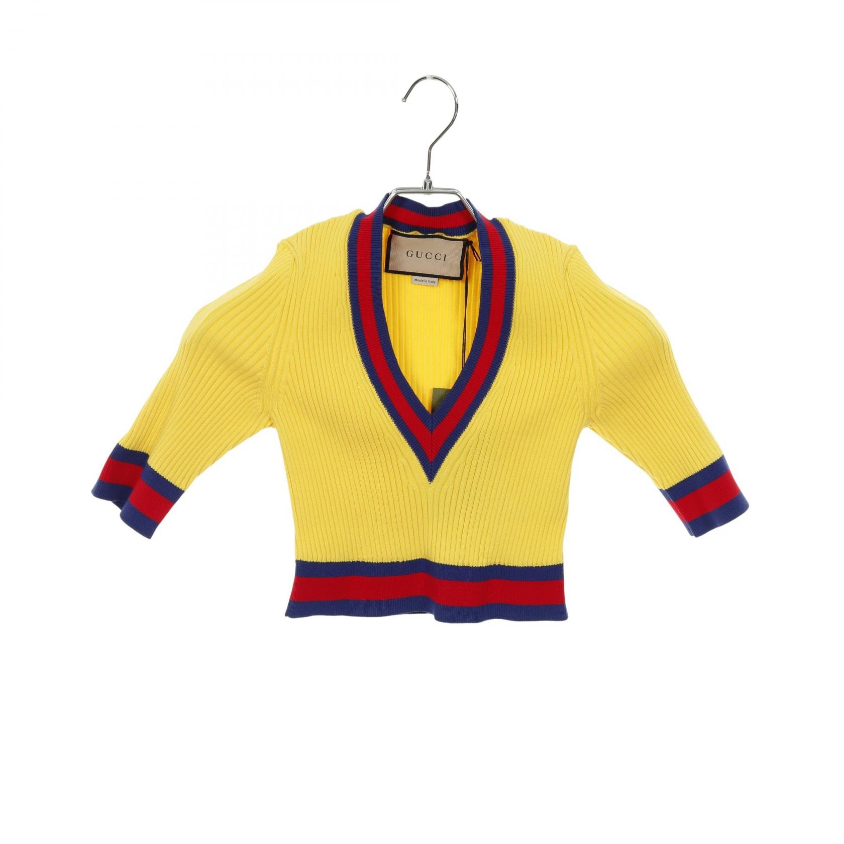 グッチ GUCCI ウェブストライプ パンツ 衣料品 ボトムス レーヨン ポリエステル レディース イエロー系 / マルチカラー 739825 【中古】 やや傷や汚れあり】グッチ GUCCI ストレッチビスコース ウィズ ウェブ