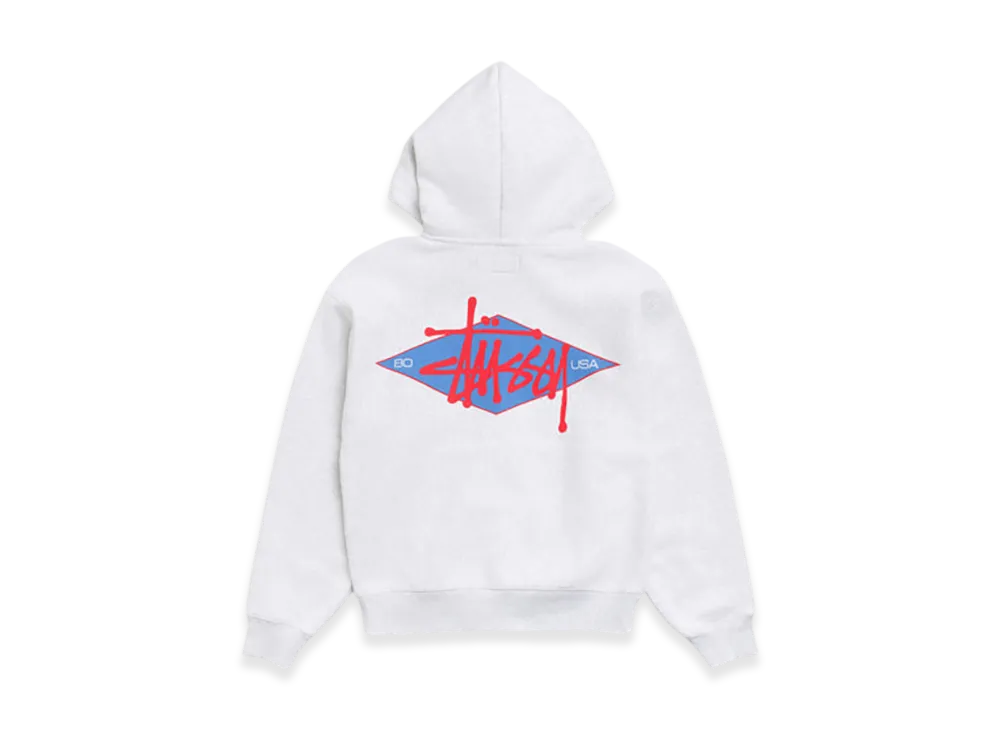 Stussy Basic Diamond Zip Hoodie "Ash Heather" | SNKRDUNK