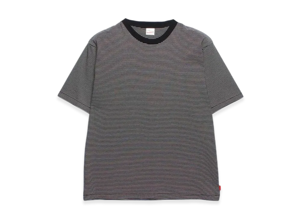 Health Knit Narrow Border Crew Neck T-Shirt "Black Natural" | SNKRDUNK