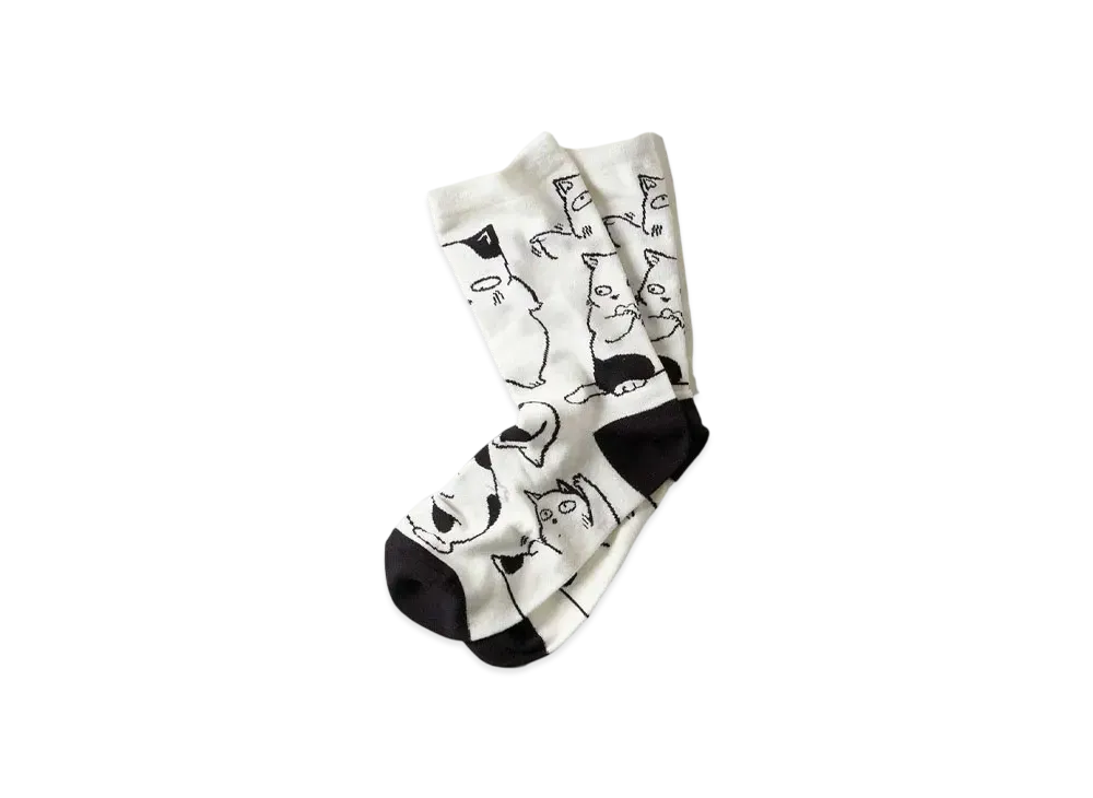 graniph x Urusei Yatsura Kotatsuneko Pattern Middle Socks "White"の新品/中古 ...