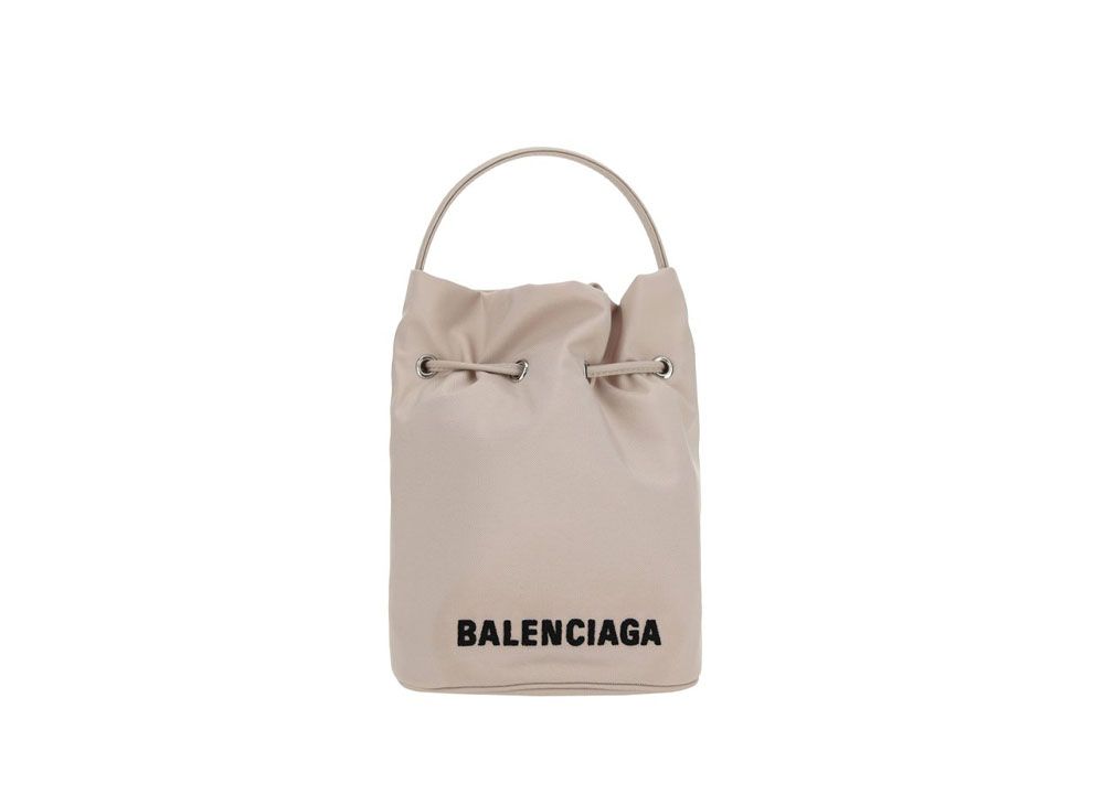 BALENCIAGA Women's Wheel XS Drawstring Bucket Bag "Cream/Black" | SNKRDUNK