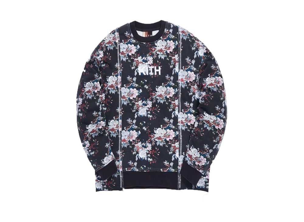 Kith Floral Panel Crewneck "Navy Multi" | SNKRDUNK