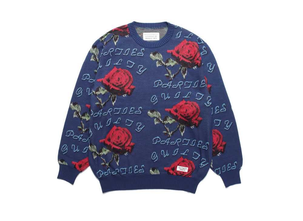 WACKO MARIA Rose Jacquard Sweater "Navy" | SNKRDUNK