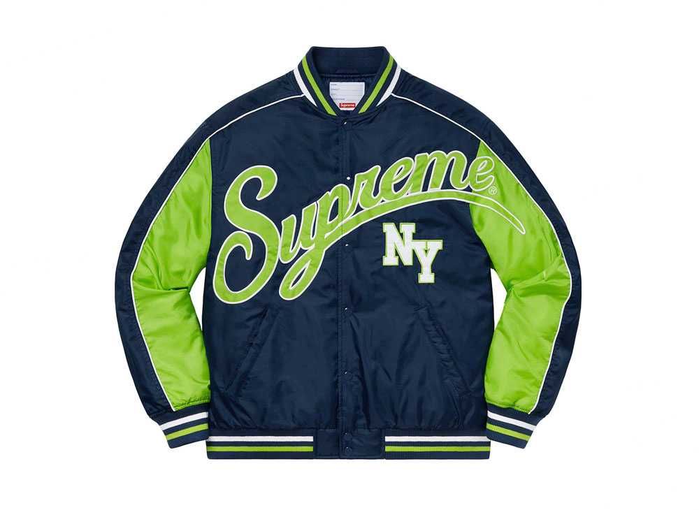 Supreme Contrast Script Varsity Jacket "Navy"の新品/中古フリマ(通販)｜スニダン