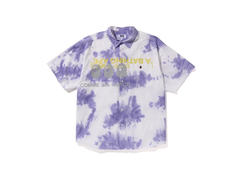 A BATHING APE x CDG OSAKA Tie Dye Loose Fit S/S Shirt "Purple" | SNKRDUNK
