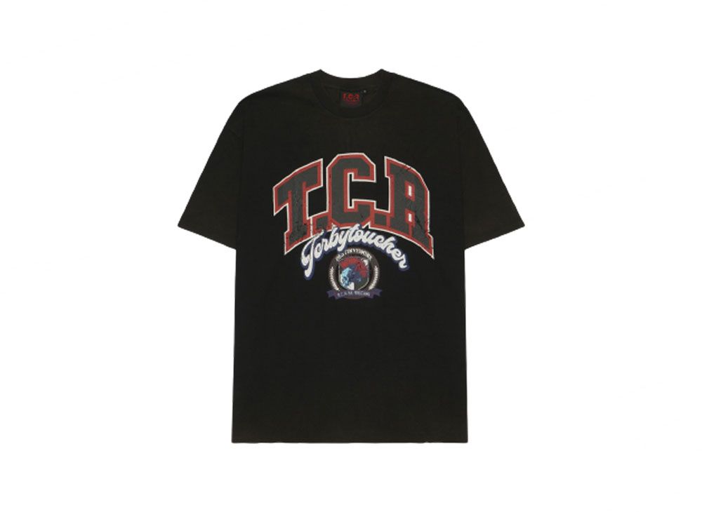 T.C.R COLLEGE LOGO CROPPED WASH S/S TEE "RED/BLACK" | SNKRDUNK