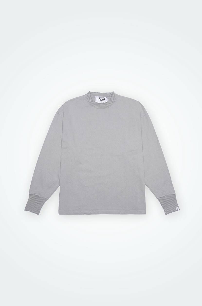 Perfect ribs Side Slit Long Sleeve T Shirts "Gray" | SNKRDUNK