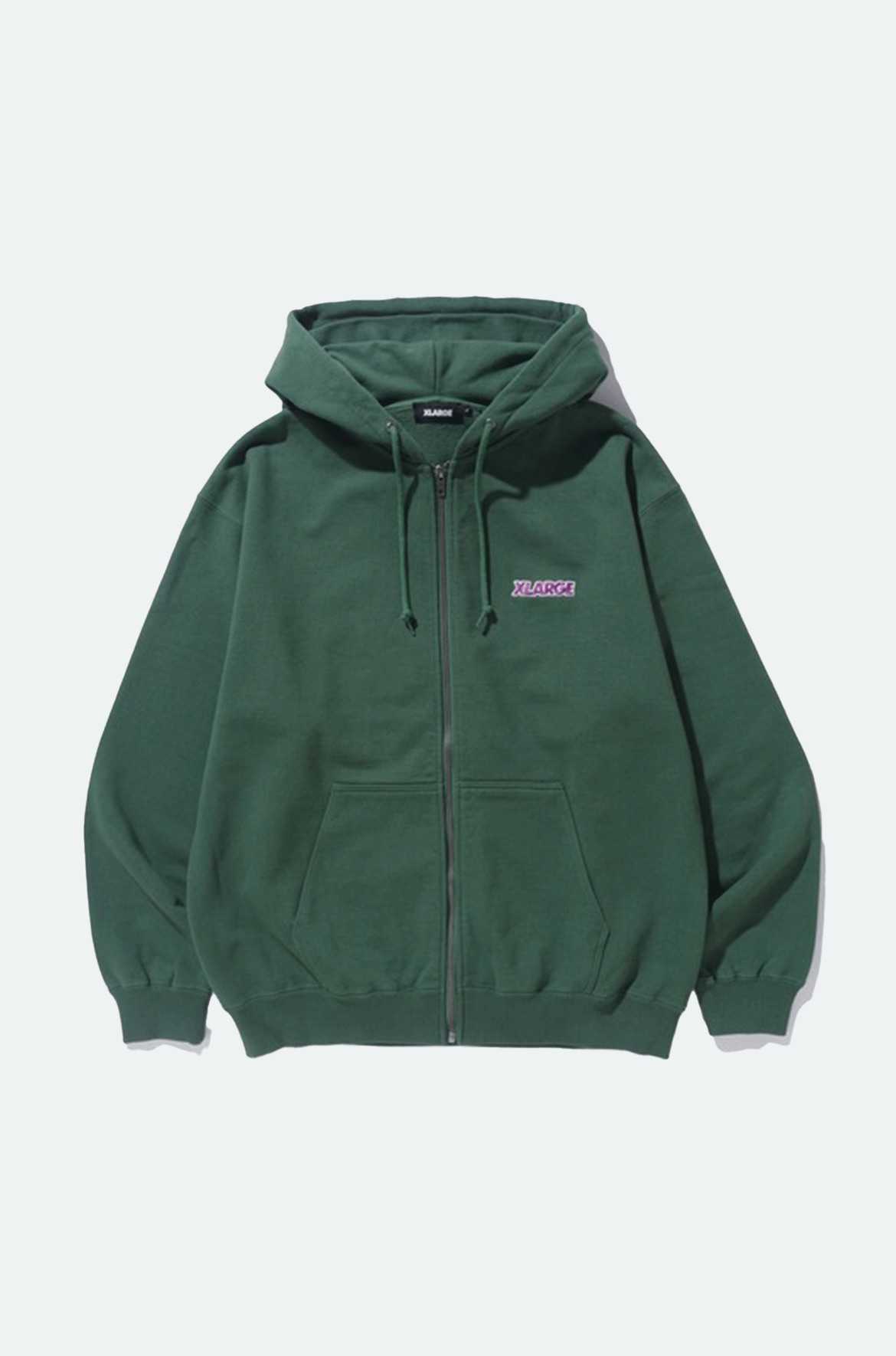 XLARGE STANDARD LOGO ZIP HOODED SWEATSHIRT "GREEN" | SNKRDUNK