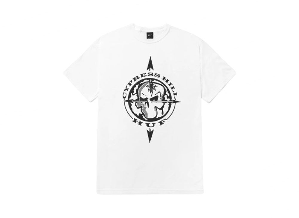 HUF x CYPRESS HILL "420" Blunted Compass BW Tee "White" | SNKRDUNK