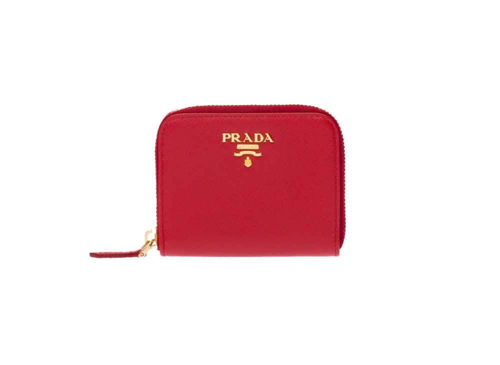 PRADA Saffiano Leather Coin Purse "Fiery Red" | SNKRDUNK