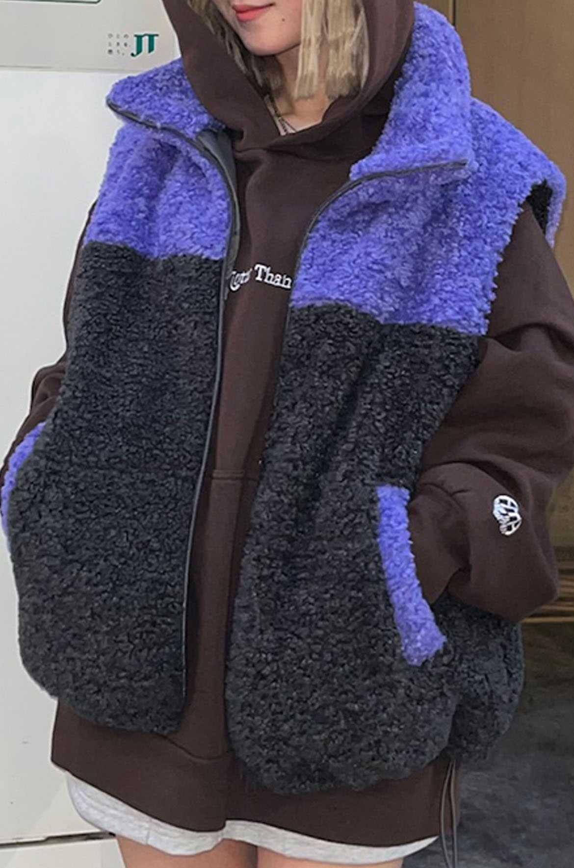 HTH boa vest "PURPLExGRAY" | SNKRDUNK