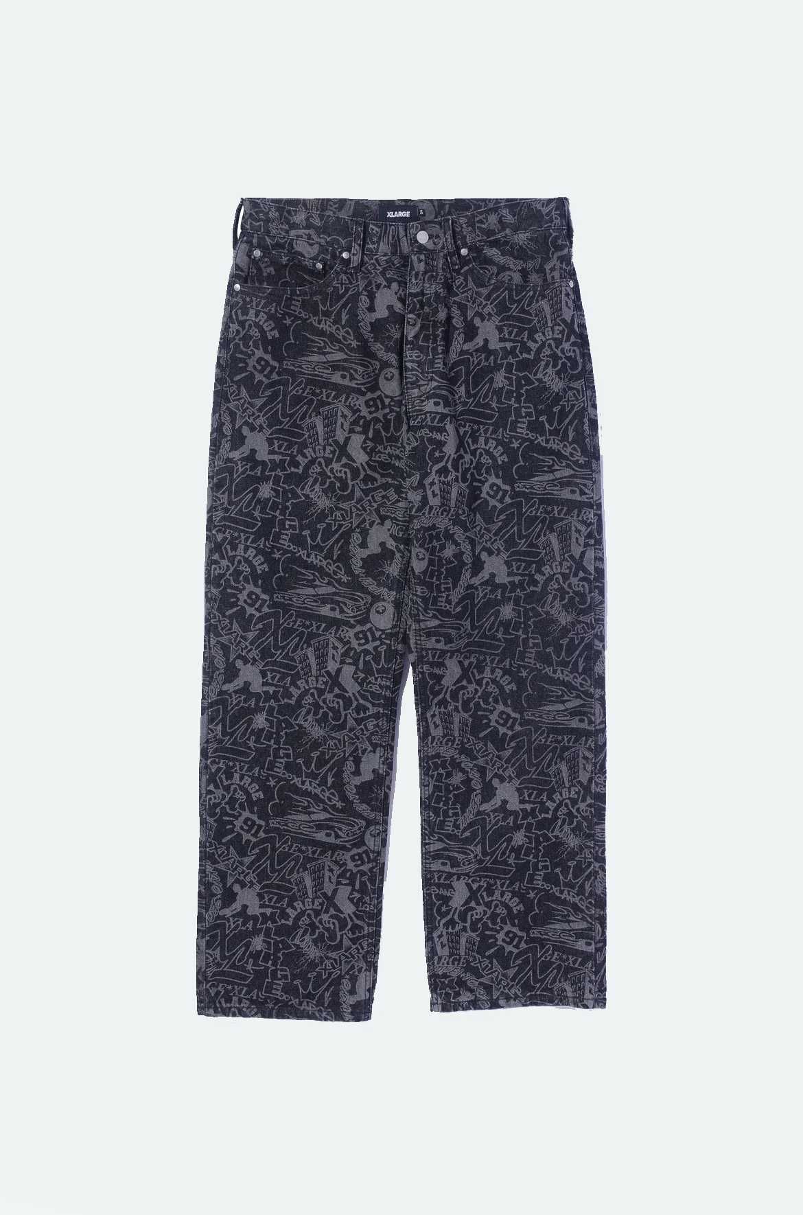 XLARGE DISCHARGE PRINT DENIM PANTS "BLACK" | SNKRDUNK