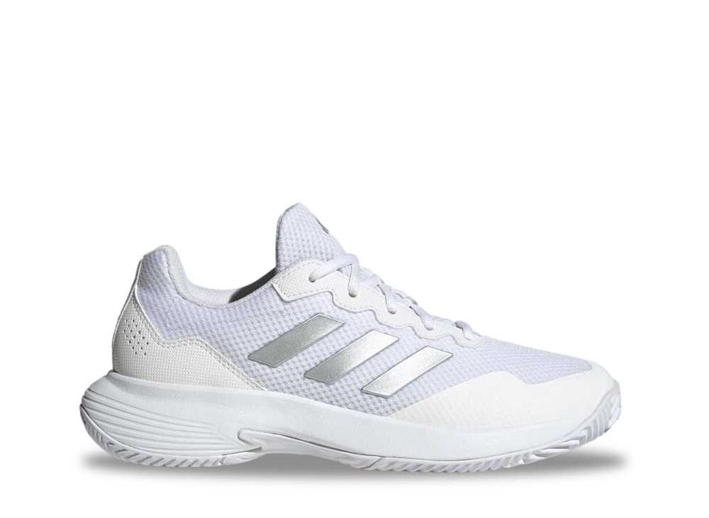 adidas Women's Gamecourt 2.0 Tennis "Footwear White/Silver Metallic ...