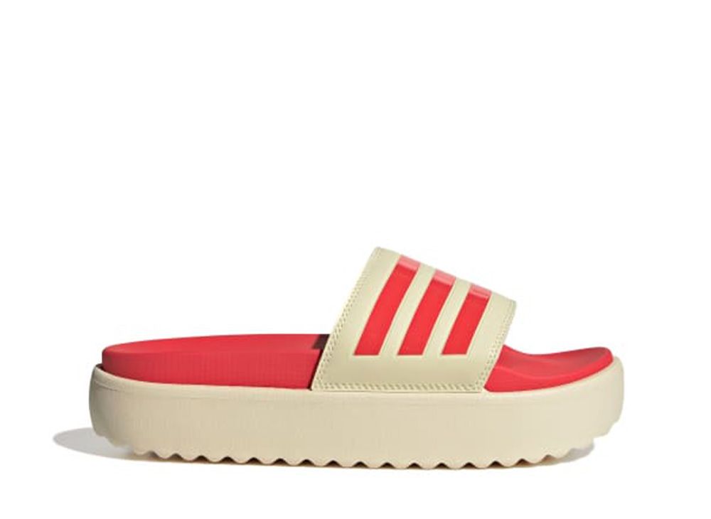 adidas Women's Adilette Platform Slides "Warm Vanilla/Semi Lucid Red"の ...