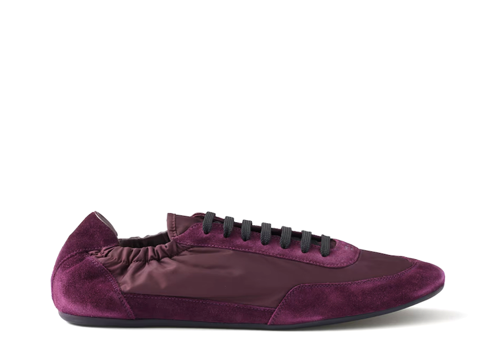 PRADA Women's Collapse Re-Nylon and Suede Sneakers "Bordeaux" 1E959N ...