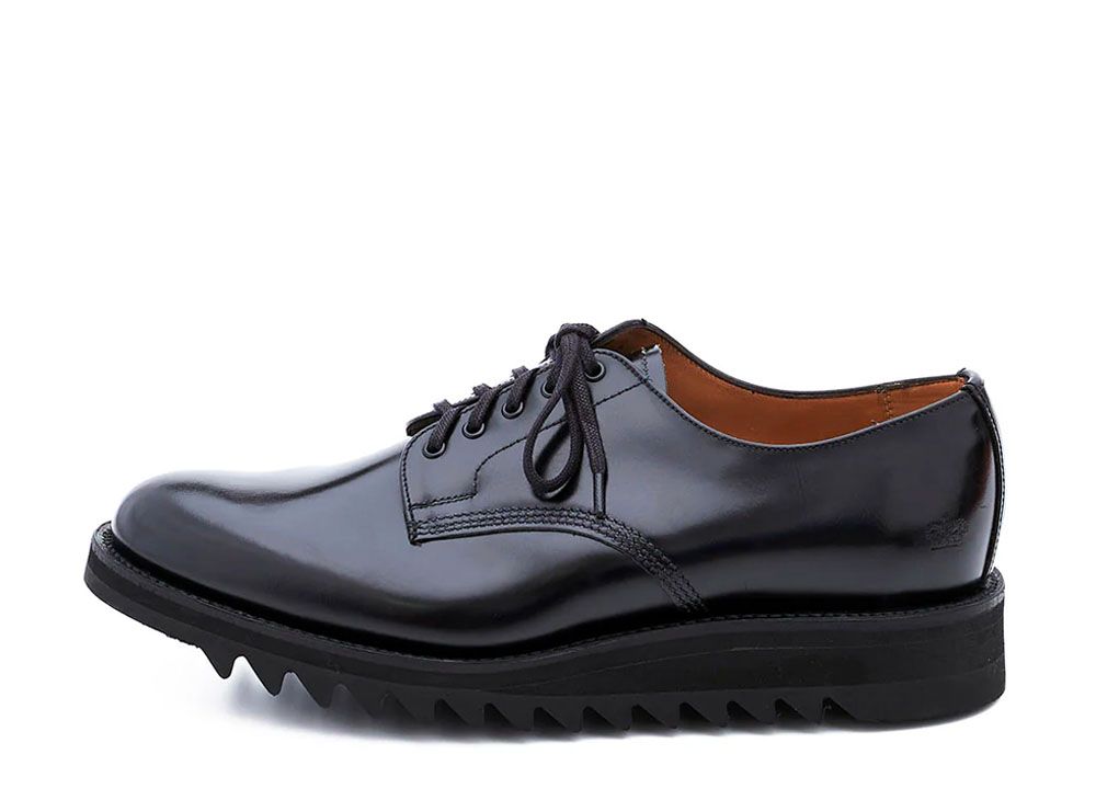 SANDERS Vibram® Ripple Sole Officer Shoe 266 Polished Leather "Black ...