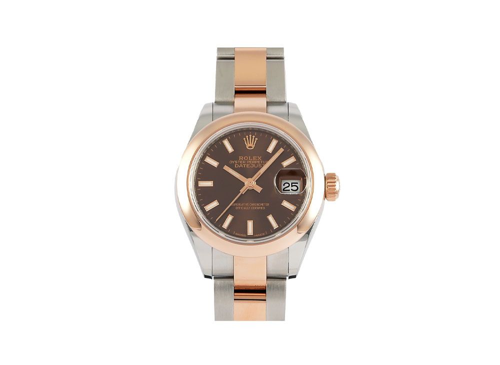 ROLEX Lady-Datejust Oyster 28mm "Chocolate/Oyster Steel/Everose Gold ...