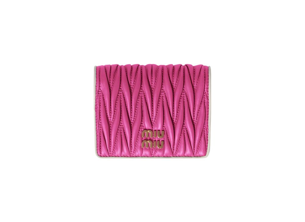 MIUMIU Small Matelasse Nappa Leather Wallet "Fuchsia Pink/White" | SNKRDUNK