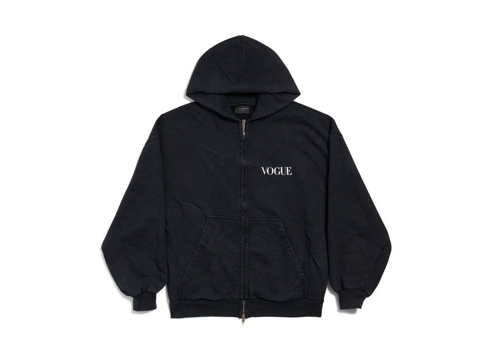 BALENCIAGA x VOGUE Zip-Up Hoodie Regular Fit in Faded Archetype Fleece ...