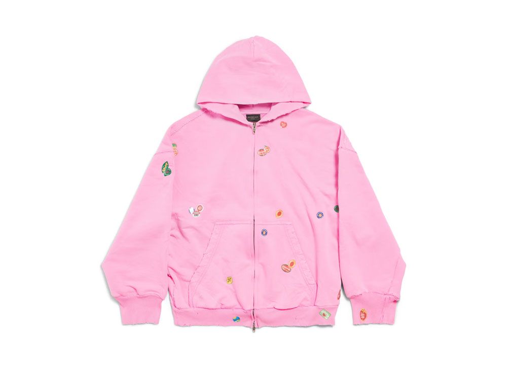 BALENCIAGA Women's Fruity Zip-Up Hoodie Regular Fit "Pink" | SNKRDUNK