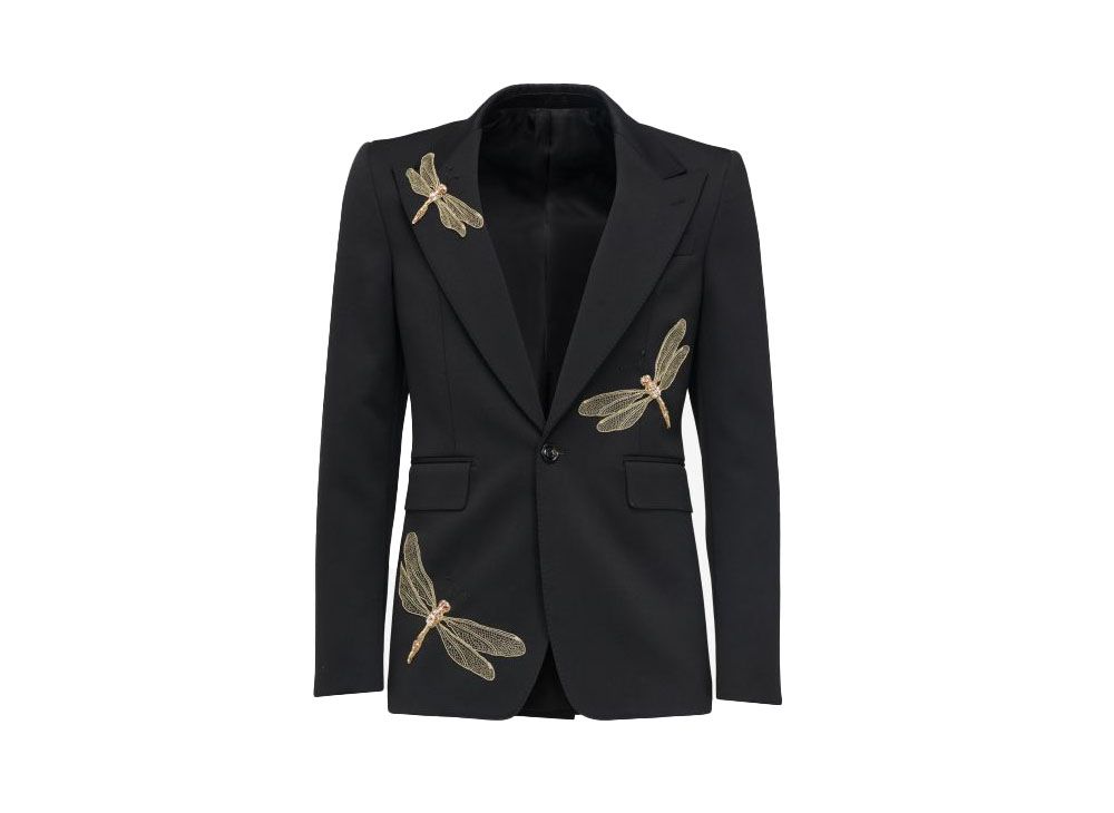 Alexander McQUEEN Dragonfly Applique Single Breast Jacket "Black ...