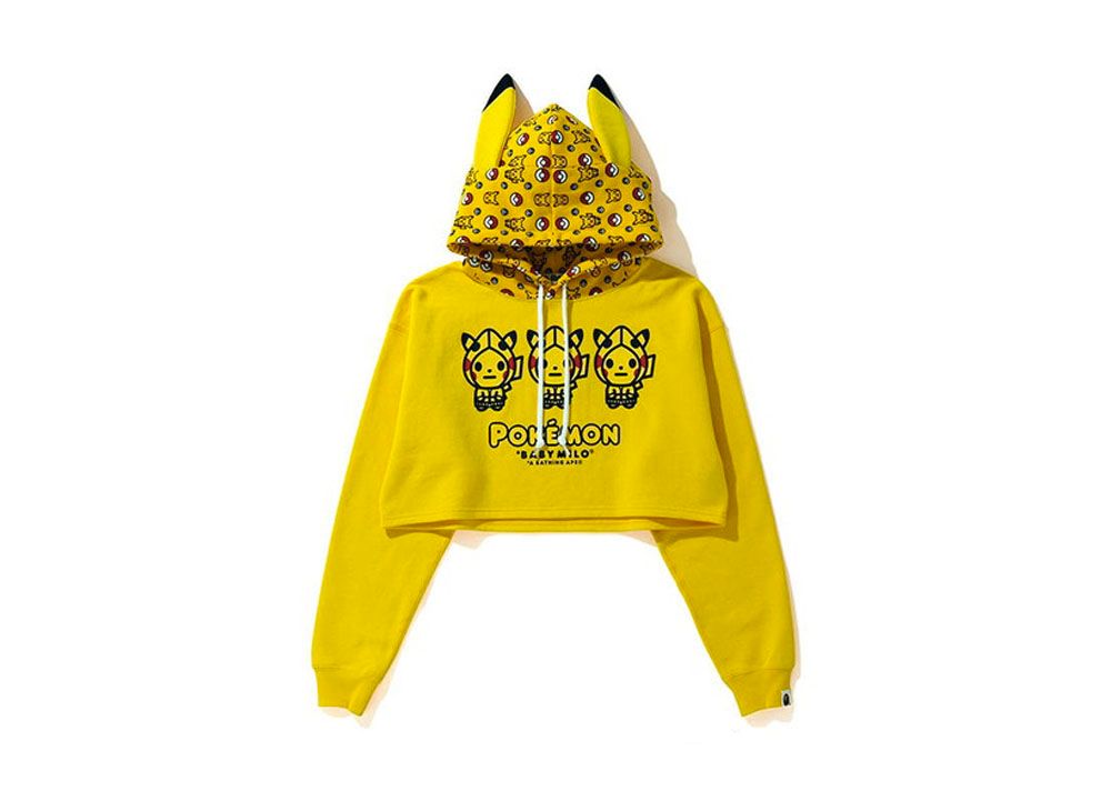 A BATHING APE / Pokemon Ladies Cropped Pullover Hoodie "Yellow" | SNKRDUNK