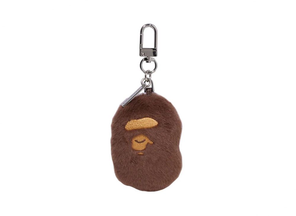 A BATHING APE Ape Head Faux Fur Keychain "Brown" | SNKRDUNK