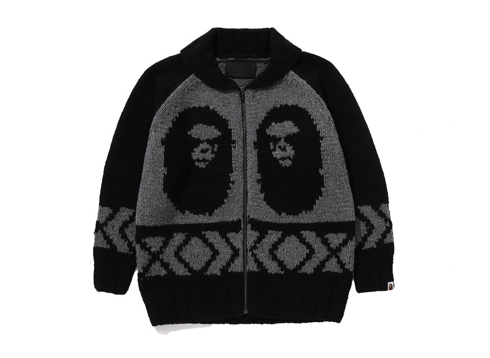 A BATHING APE x COMME des GARCONS CDG Osaka Cowichan Cardigan "Charcoal ...