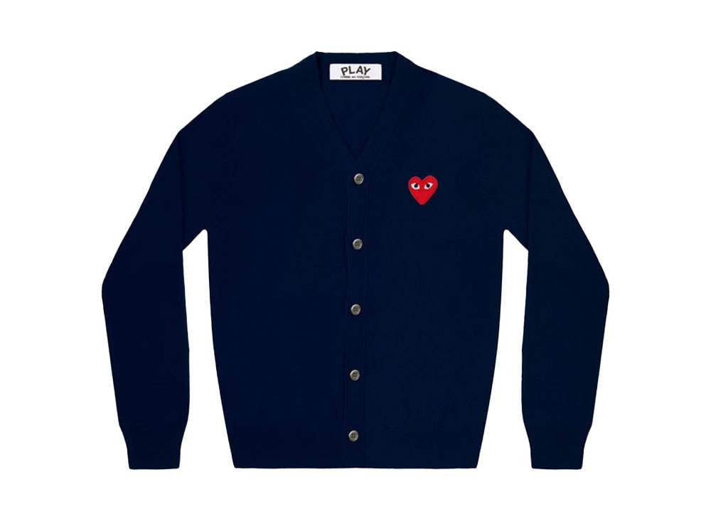 COMME des GARCONS PLAY CDG Red Heart Men's Cardigan "Navy" | SNKRDUNK