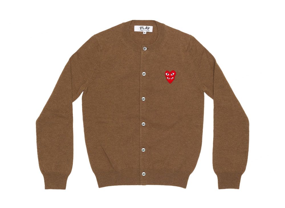 COMME des GARCONS PLAY CDG Double Red Heart Women's Crew Neck Cardigan ...