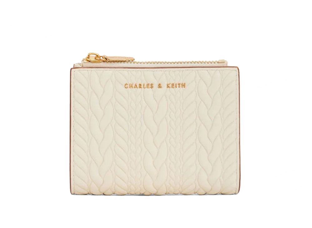 CHARLES & KEITH Apolline Texture Top Zip Wallet "Cream" | SNKRDUNK