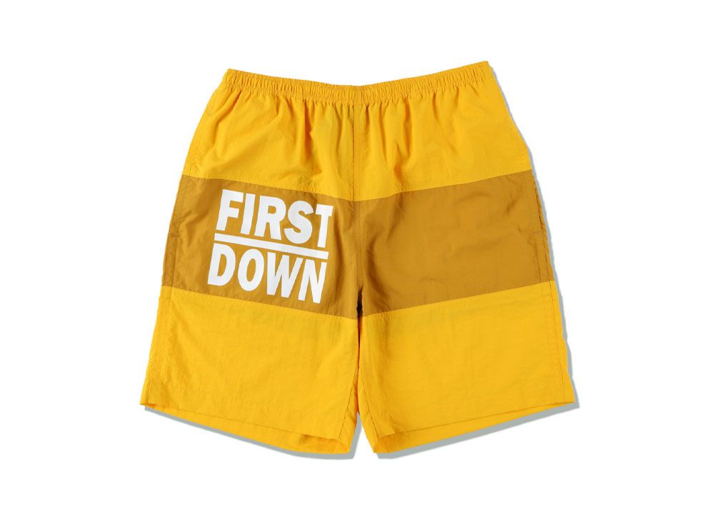 FIRST DOWN NYLON TASLAN SWIM SHORTS "Mustard" | SNKRDUNK