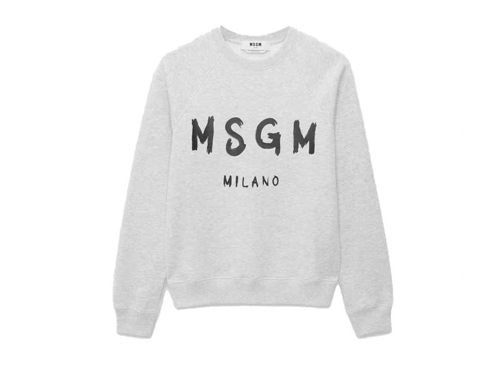 MSGM Crew Neck Cotton Sweatshirt With A Brushed Logo "Gray" | SNKRDUNK