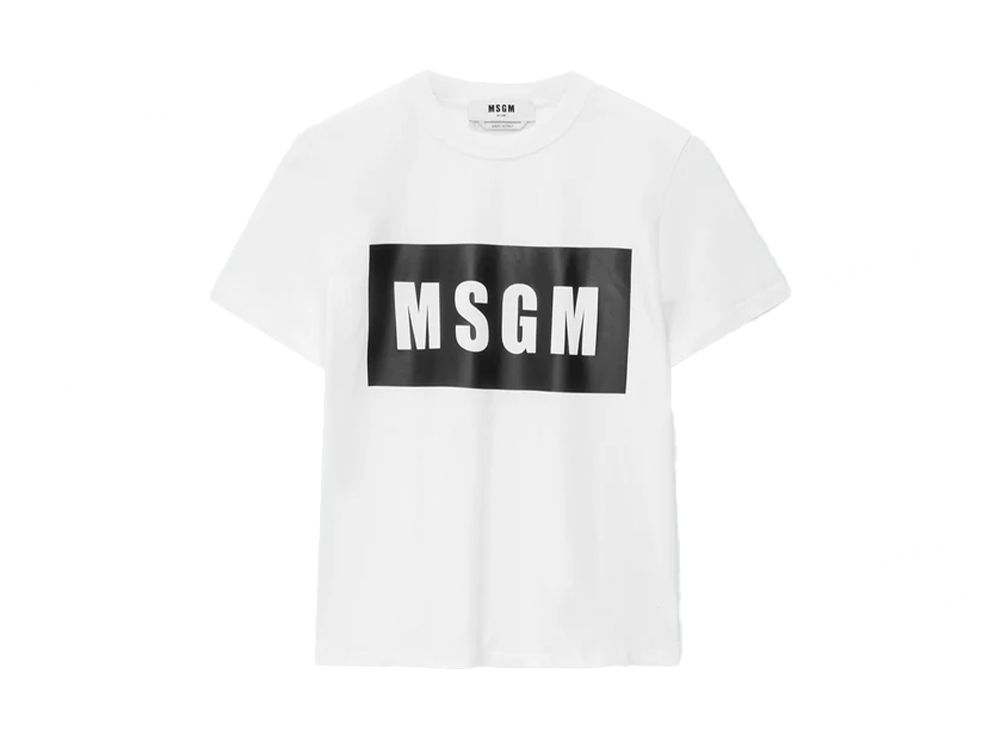 MSGM Crew Neck T-Shirt With MSGM Box Logo "White" | SNKRDUNK