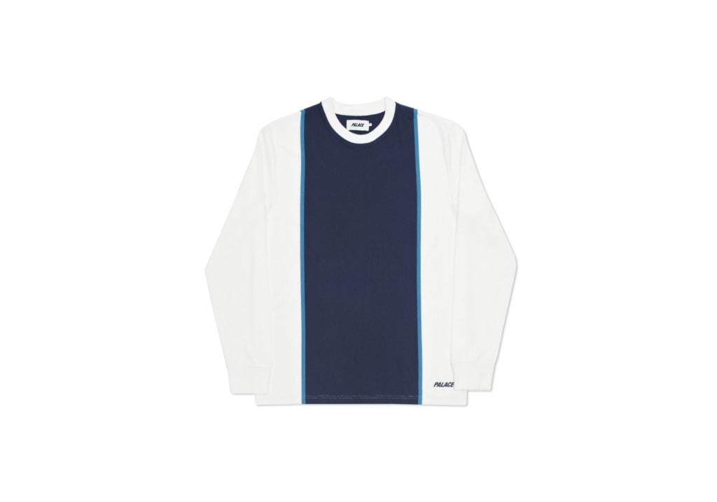 PALACE Fast Stripe Crew "White Navy" | SNKRDUNK