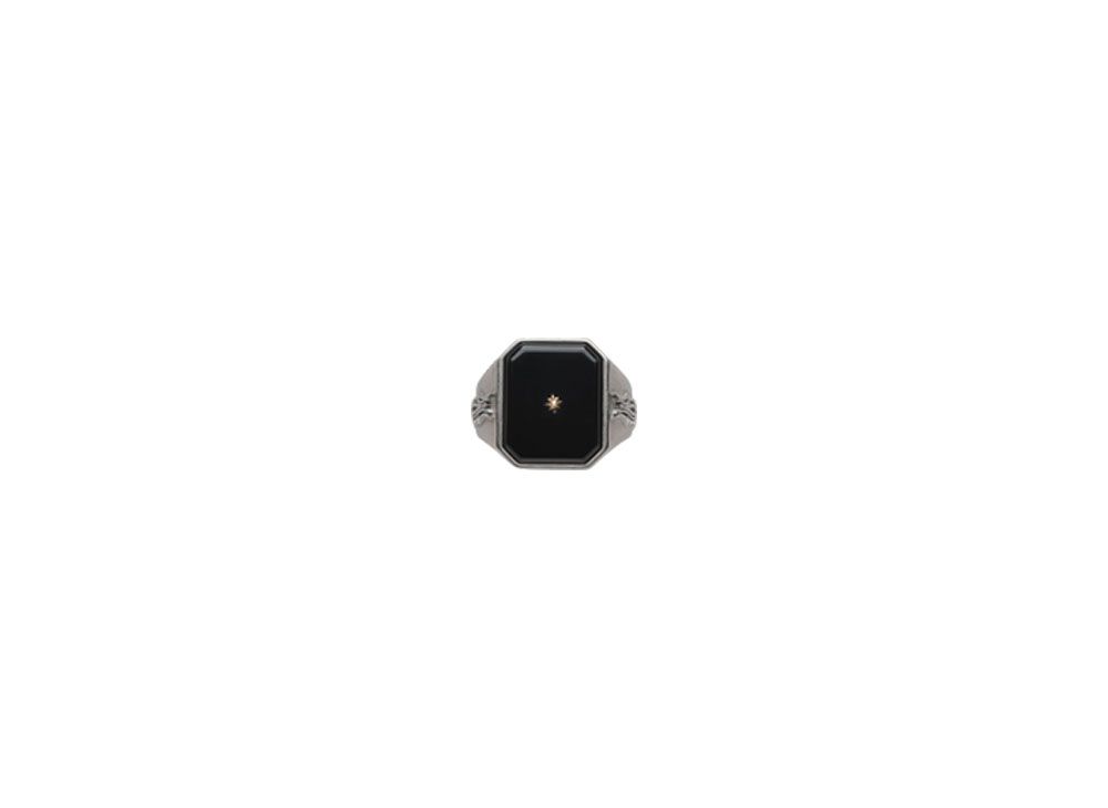 Maison Margiela Enamel Signet Ring "Black/Palladium" | SNKRDUNK