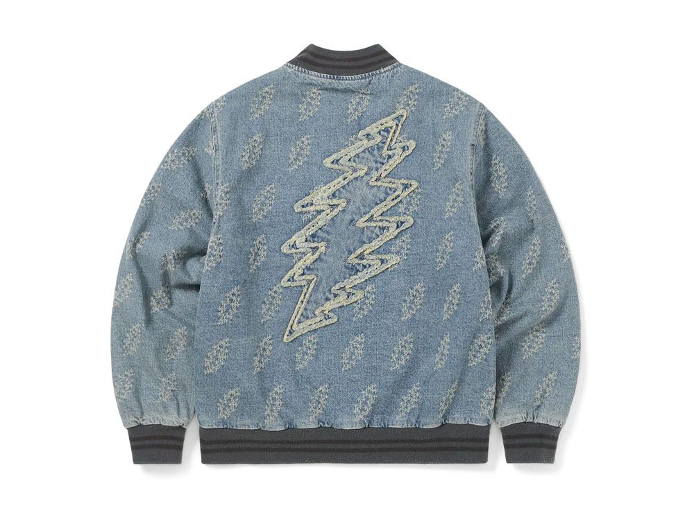 thisisneverthat GD Lightning Denim Varsity Jacket "Washed Blue" | SNKRDUNK