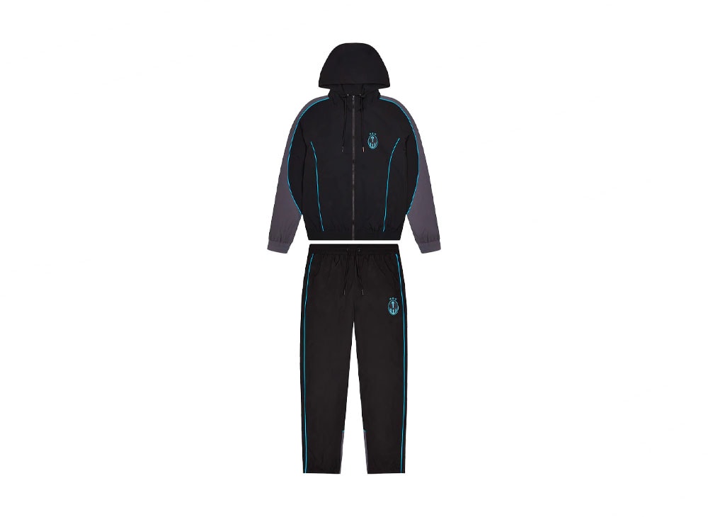 TRAPSTAR Irongate Crest Shell Tracksuit "Black/Teal" | SNKRDUNK