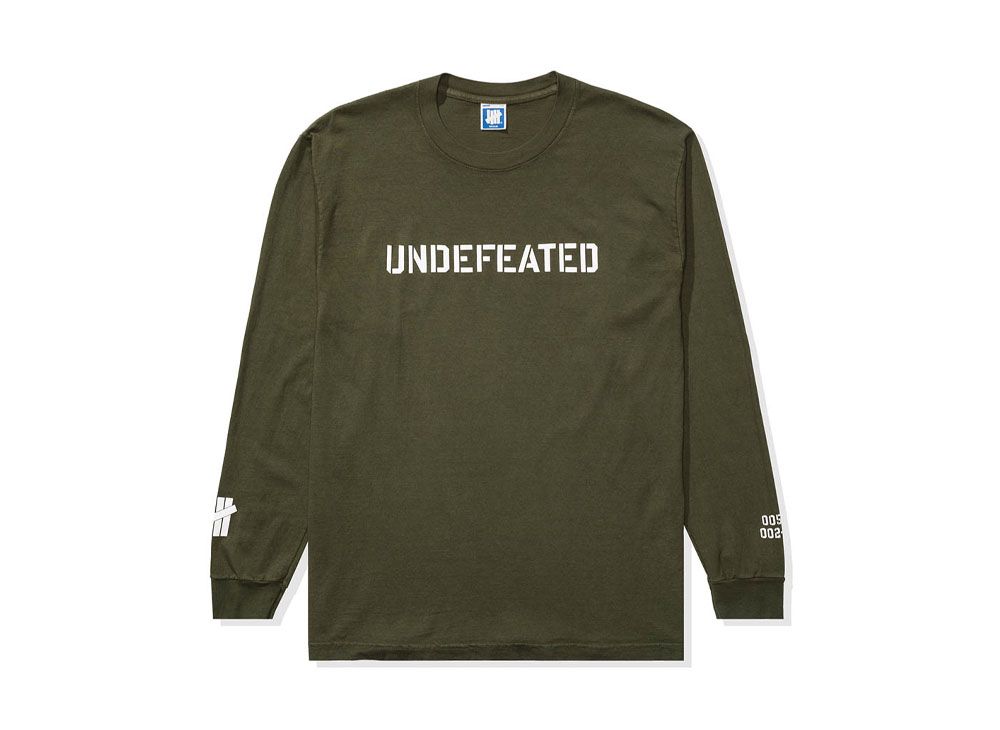 UNDEFEATED STENCIL LOGO L/S TEE - 80312 "Olive" | SNKRDUNK
