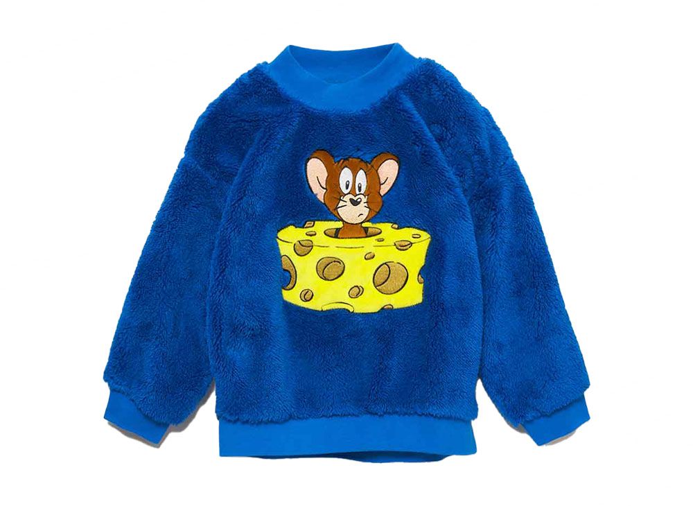 graniph x Tom and Jerry Jelly in Cheese Kids Boa Mock Neck Sweat "Blue ...